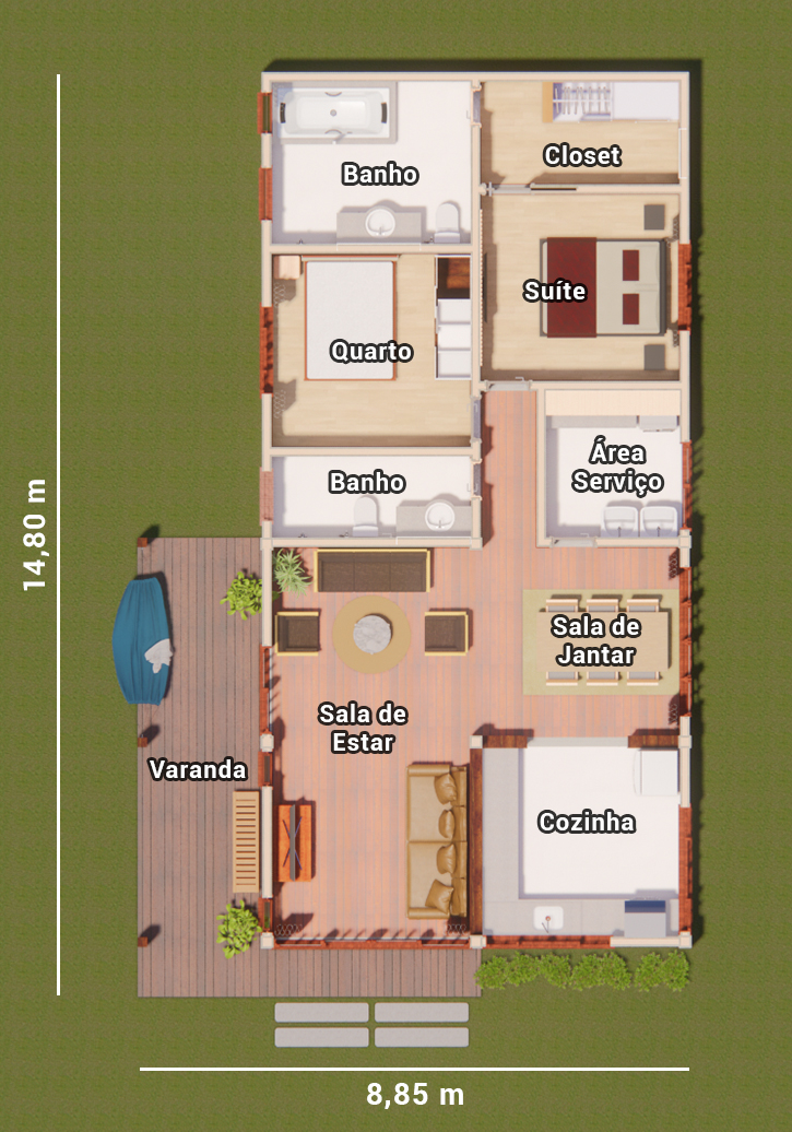 P2 - Casa para Chácara 2 Quartos Rústica - VGProjetos